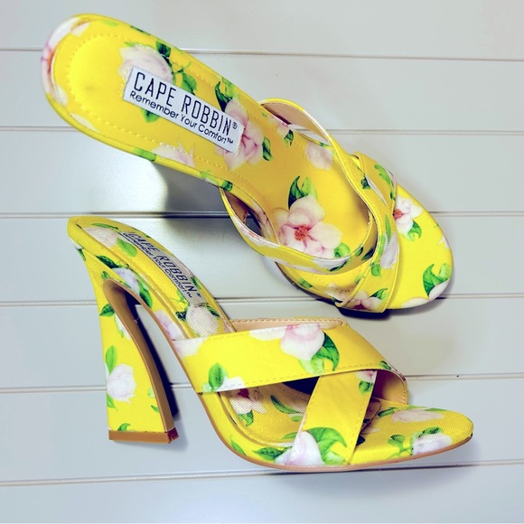 Cape Robbin | Shoes | Cape Robbin Yellow Vintage Style With Pink Floral ...